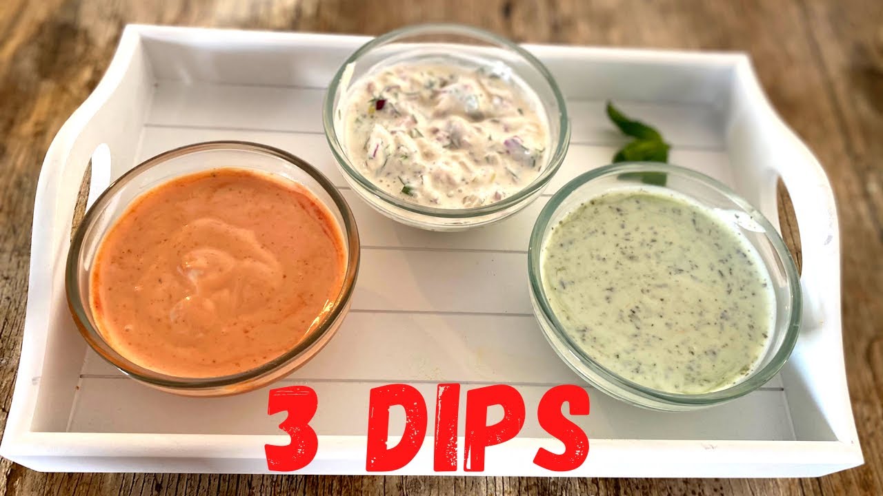 3 Types of Dips | Easy Homemade sauces| Burger sauce | Mint sauce ...