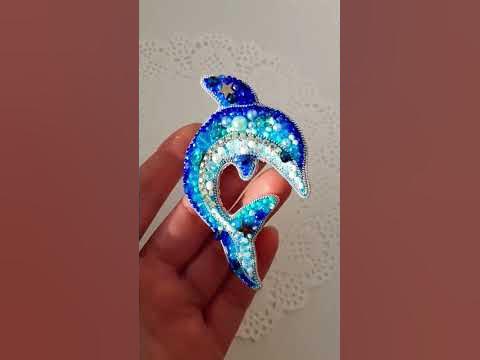 брошь дельфин из бисера - YouTube