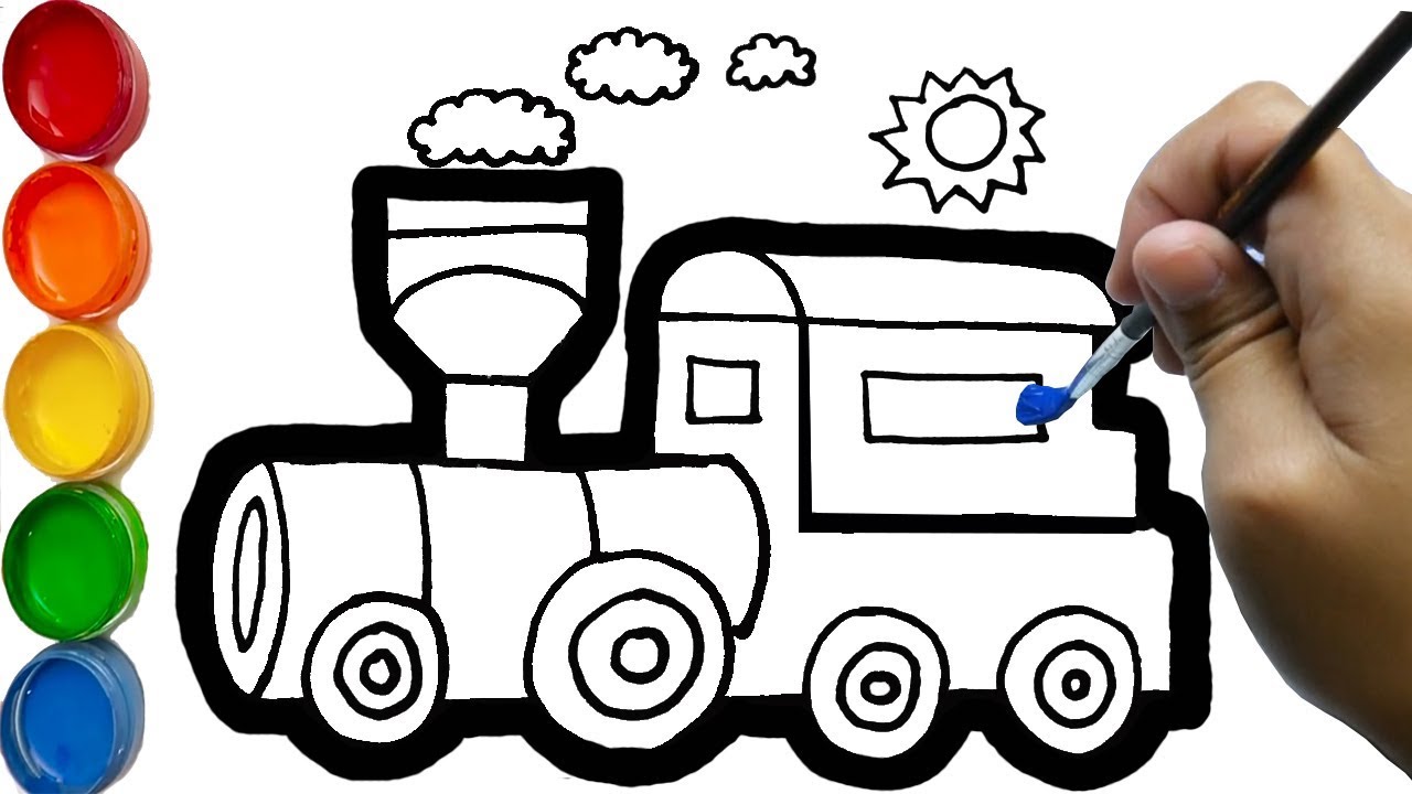 Glitter Toy Train Coloring and Drawing for Kids , Toddlers | How to ...