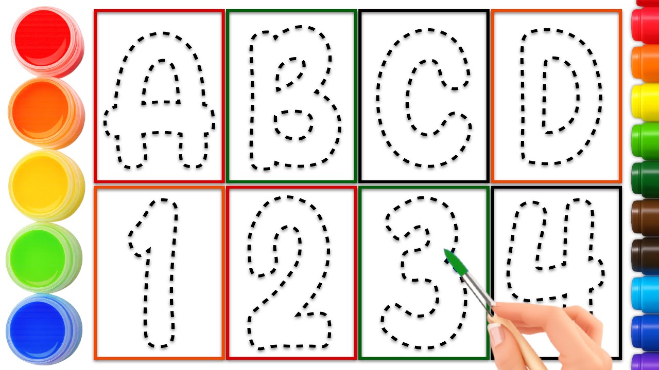 Write to Learn 1234 ABCD For Kids | Learn ABCD and 1234 Drawing | Abc ...