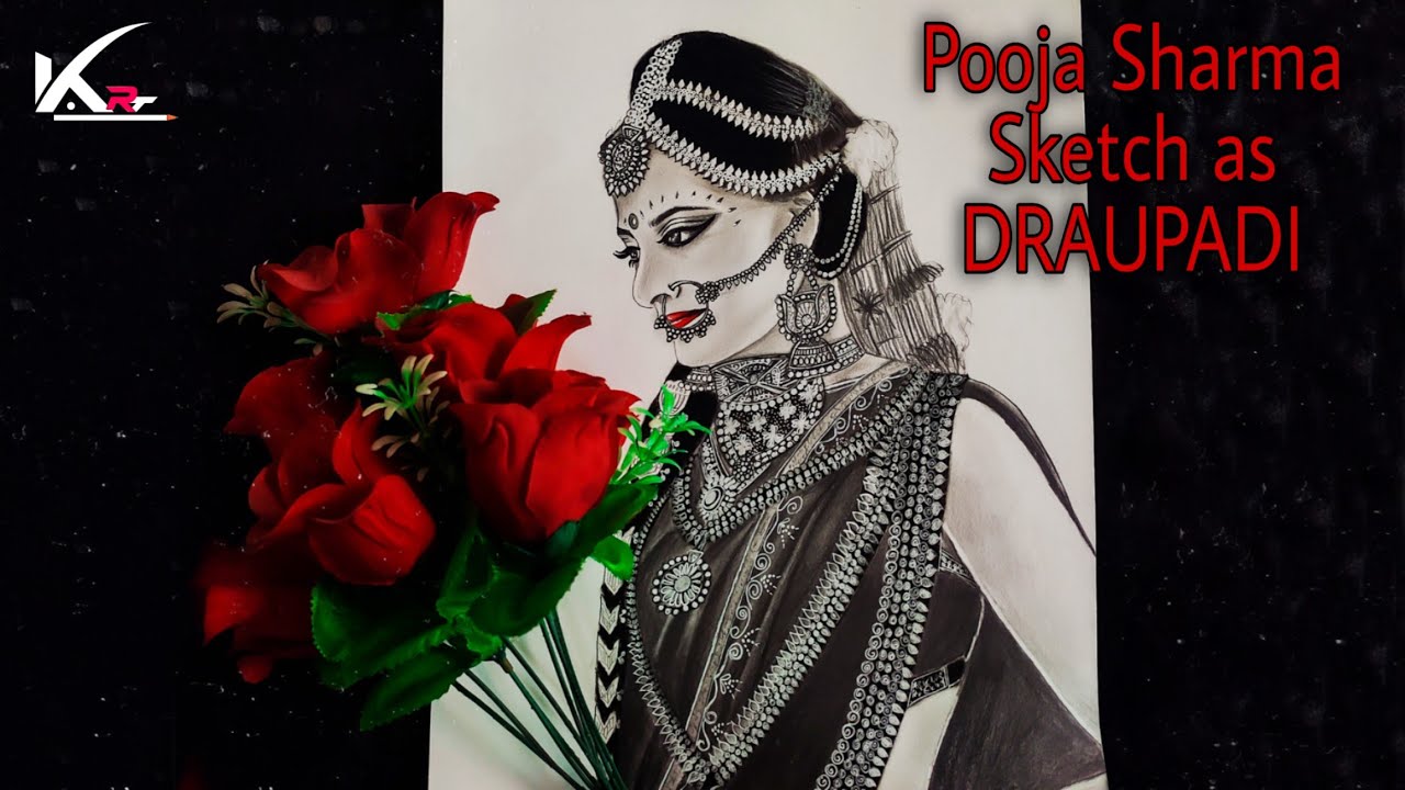 Drawing of Pooja Sharma as draupadi | timelapse video | step by step ...