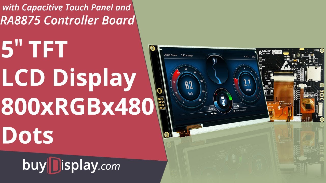 5" TFT LCD Display Module with Capacitive Touch Panel and RA8875 ...