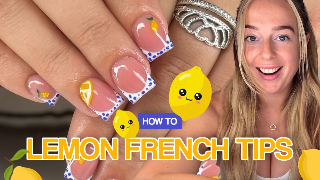How To: Summer Lemon French Tip Nails 🍋☀️ - YouTube
