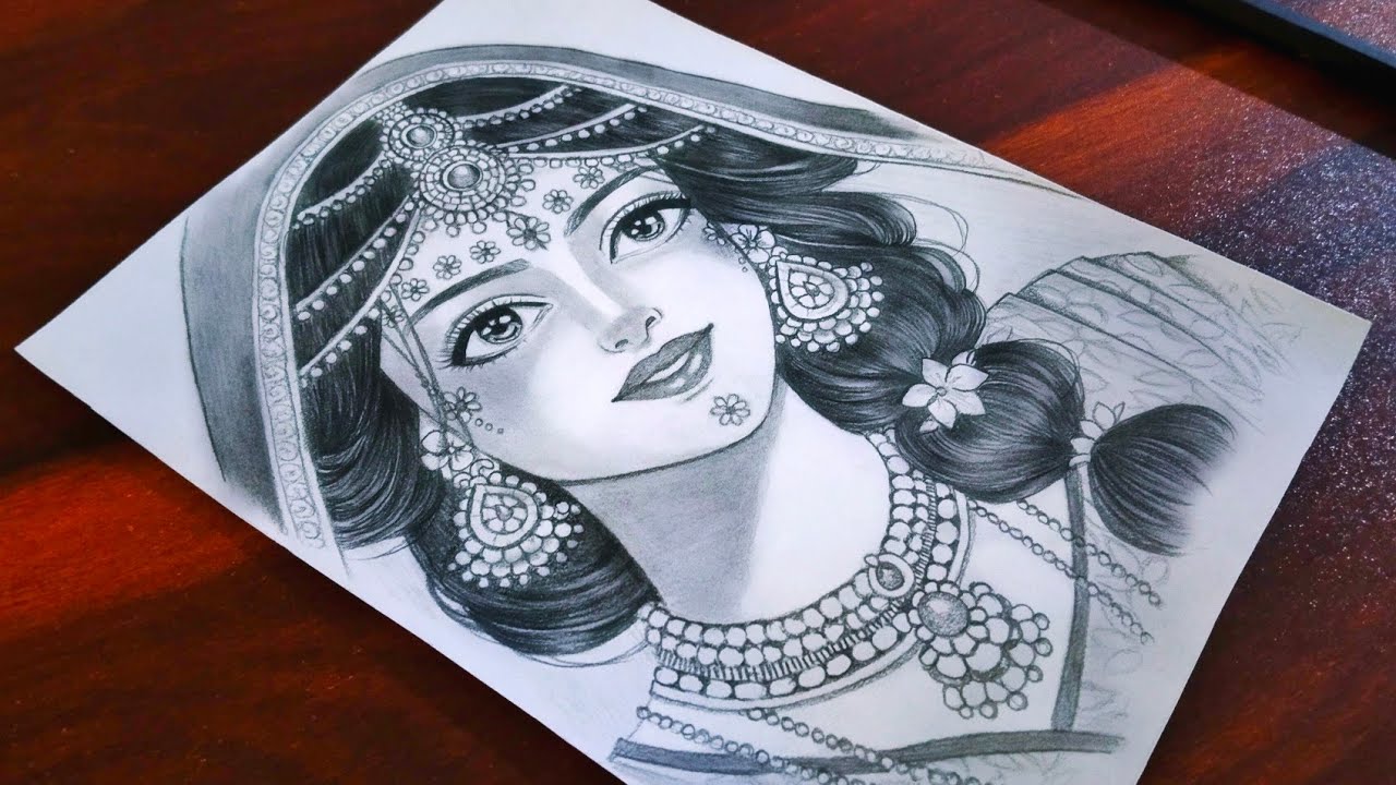 Drawing a Beautiful TRADITIONAL Indian Bride Girl | Pencil Sketching ...