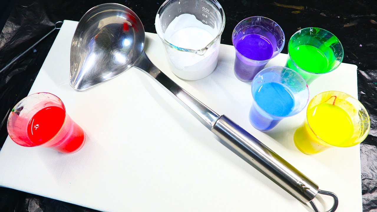 Acrylic pour painting with a Ladle - easy liquid art - fluidcomet - YouTube