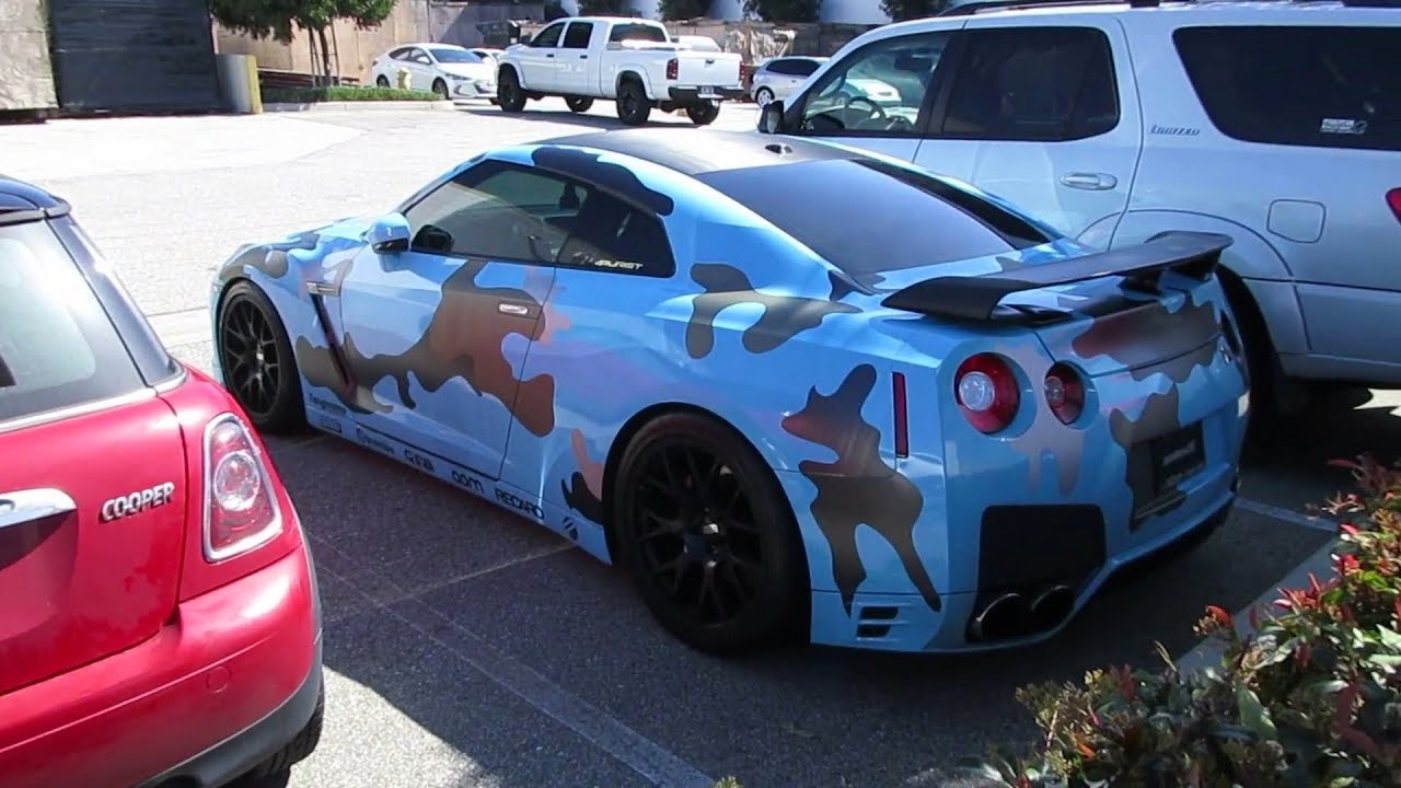 Blue Camo Wrapped Nissan GT-R - YouTube