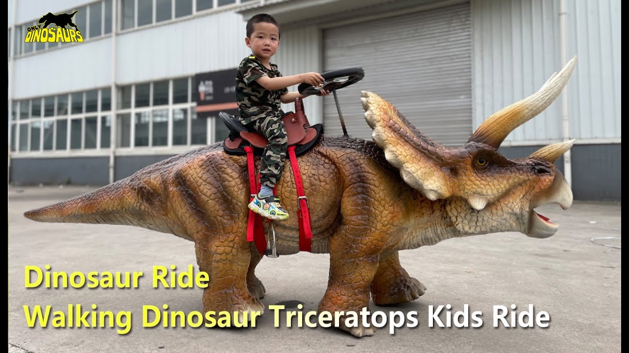 Wonderful Walking Dinosaur Triceratops Kids Ride | Dinosaur Rides - YouTube