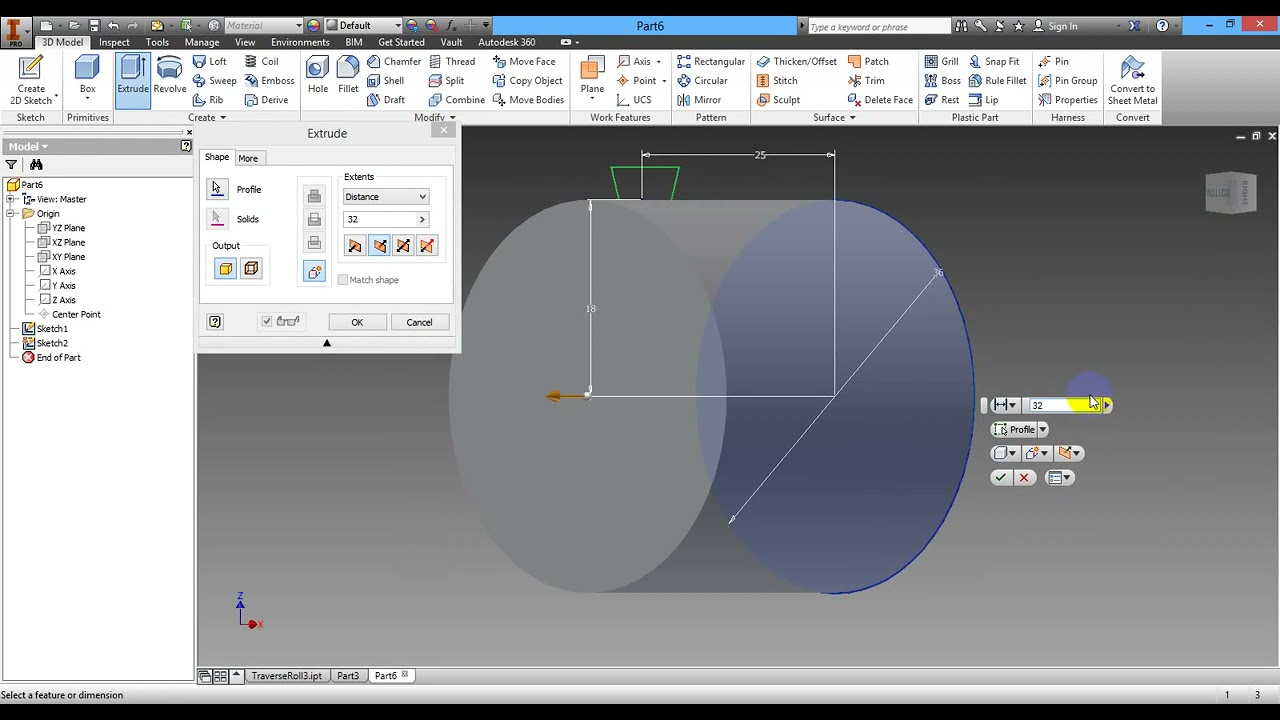 traverse roll drawing in AutoCAD Inventor - YouTube