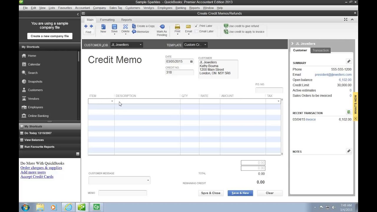 Issuing a Credit Memo - YouTube