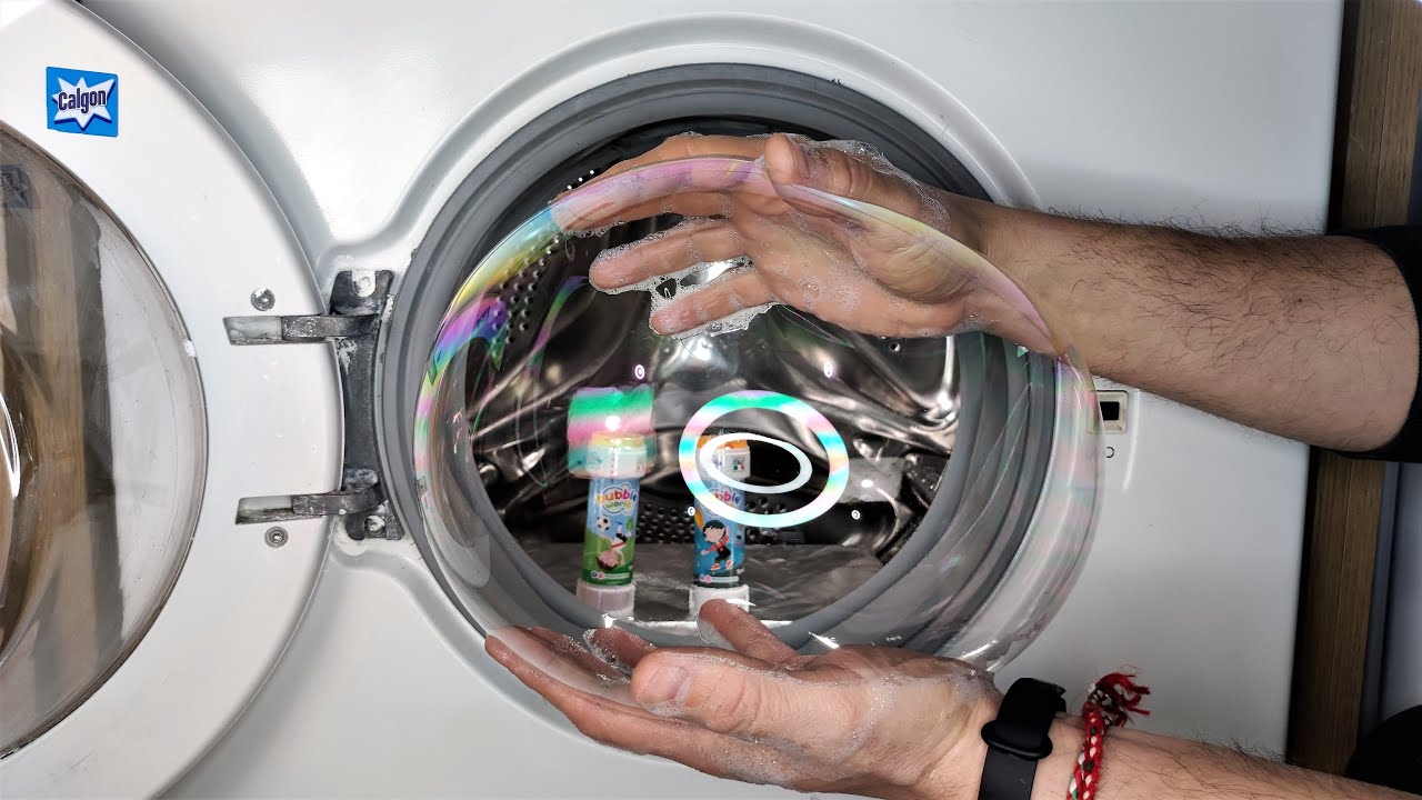 Experiment - Flying Bubbles - in a Washing Machine - YouTube