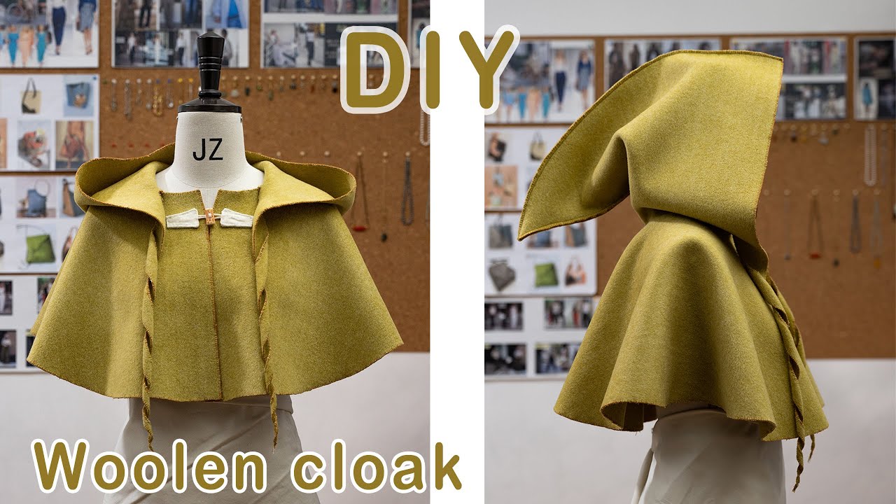 How to make a doubleface-woolen fabric short cloak - YouTube