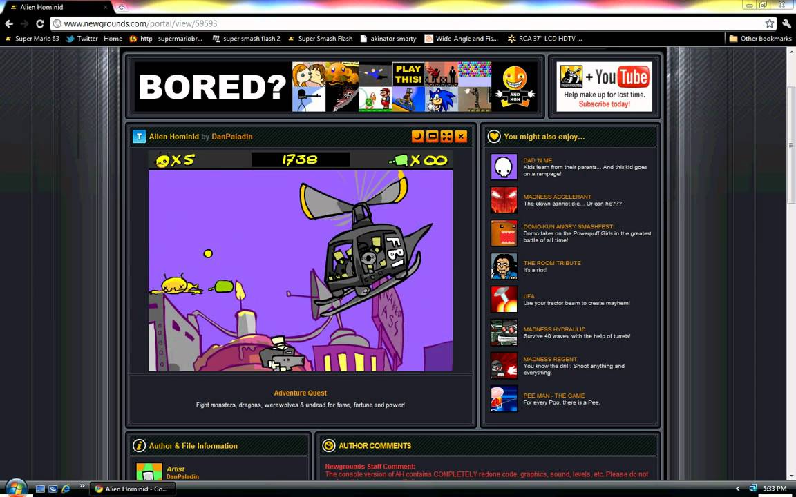lets play newgrounds games part 6: alien homid - YouTube