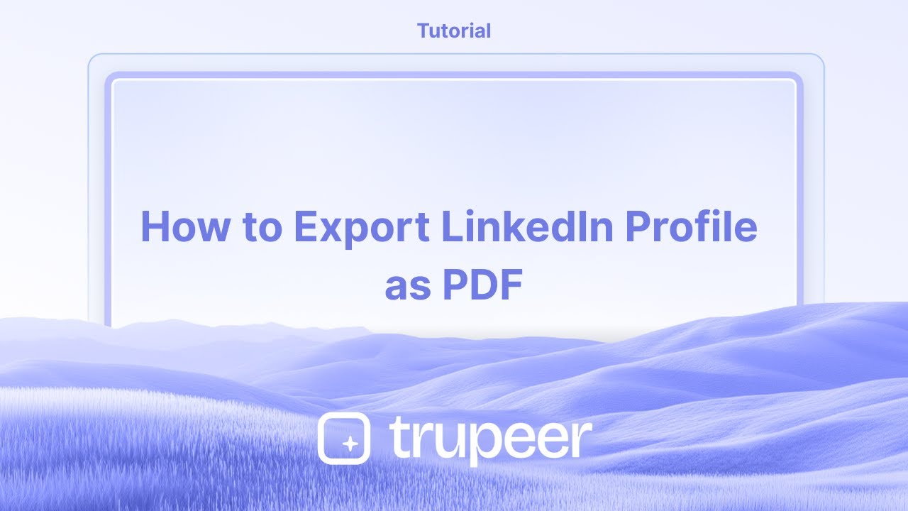 How to Export LinkedIn Profile as PDF - YouTube