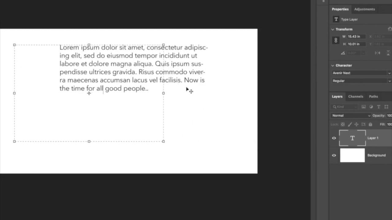 B04-02: How to use Area Type (paragraph type) in Photoshop CC - YouTube