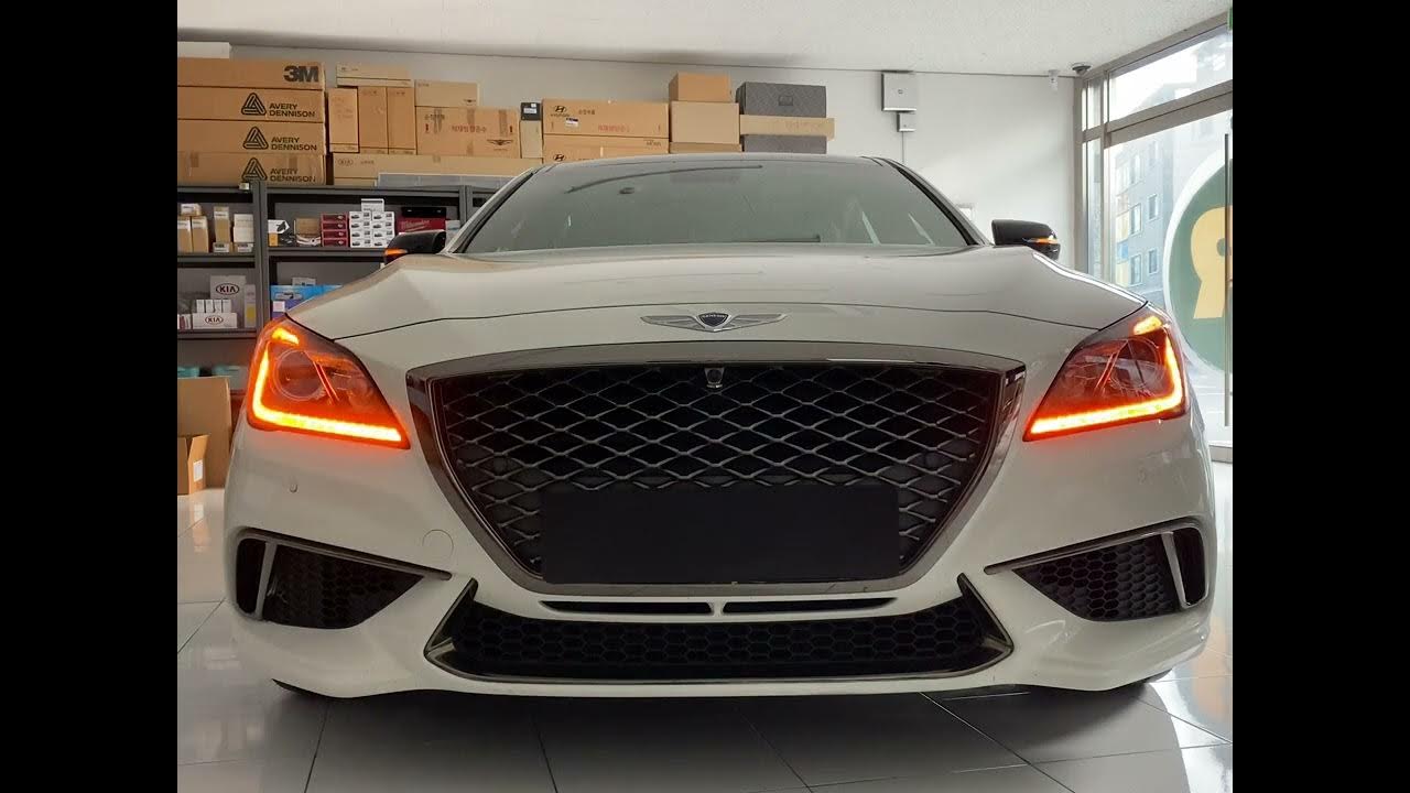 제네시스 2등식 HID 헤드라이트에서도 G80스포츠처럼 무빙 턴시그널이 가능하다구~? - YouTube