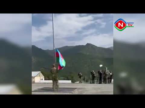 Prezident İlham Əliyev Kəlbəcər şəhərində Azərbaycan bayrağını ucaldıb