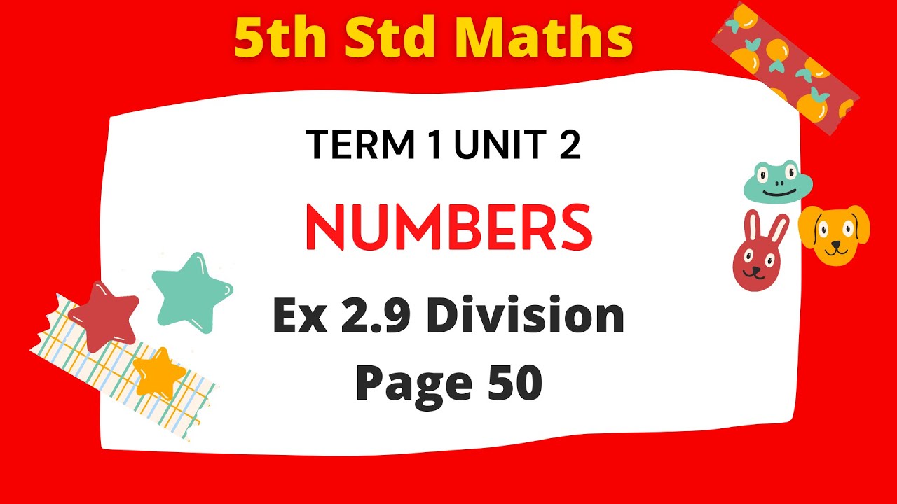 5th std maths numbers division exercise 2.9 ANSWERS Unit2 term1|New ...