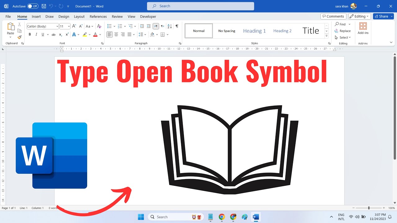 How to type Open book symbol in Word - YouTube