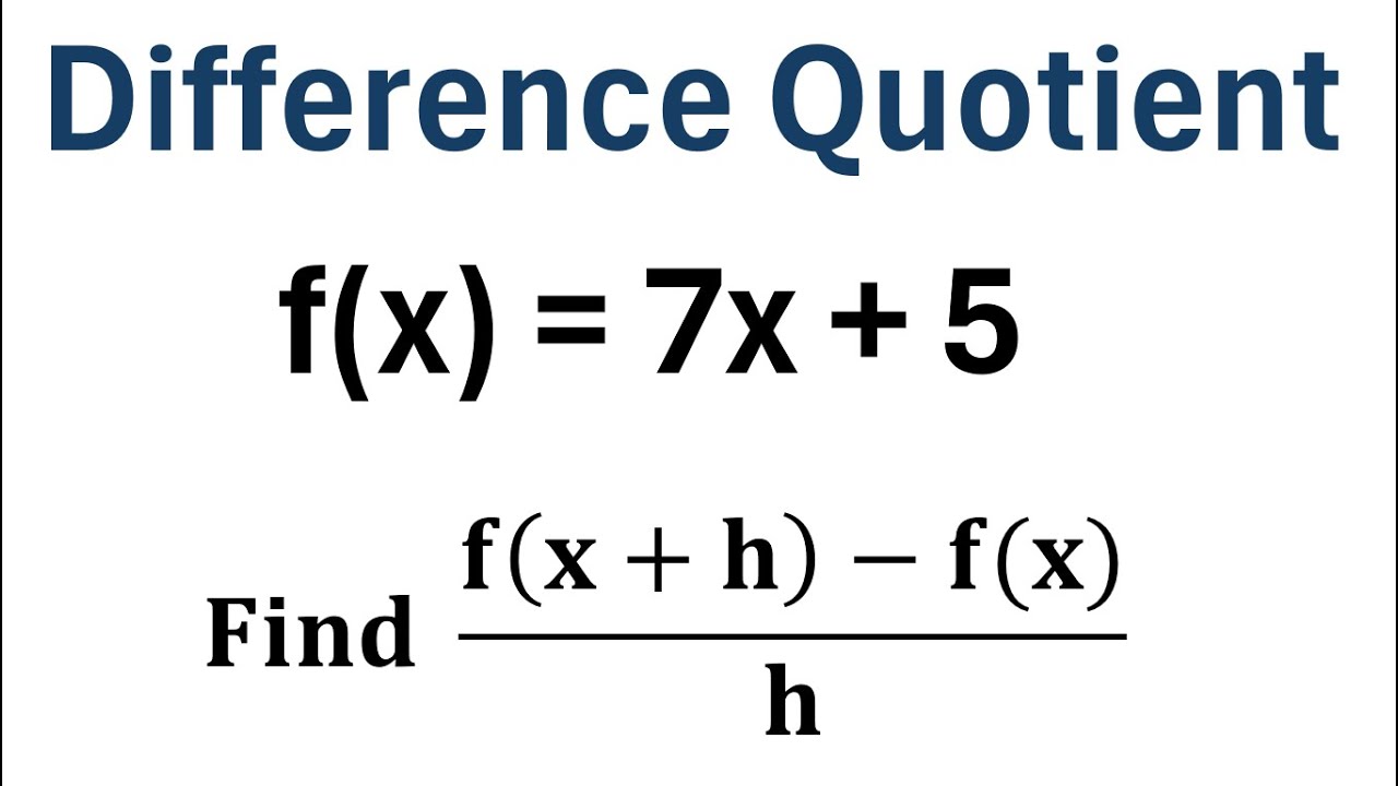 Determine the Difference Quotient for a Linear Function - YouTube