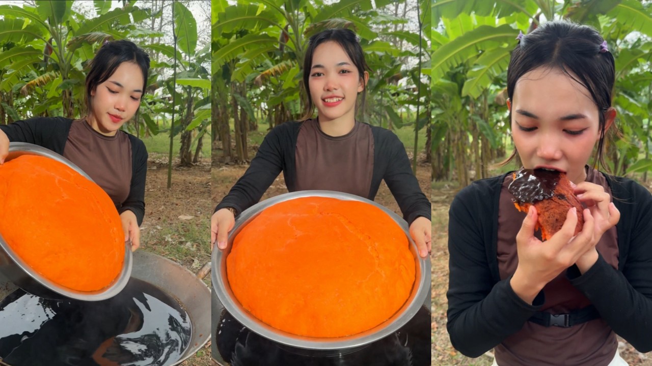 Amazing cooking deep fried cake with sauce recipe - YouTube