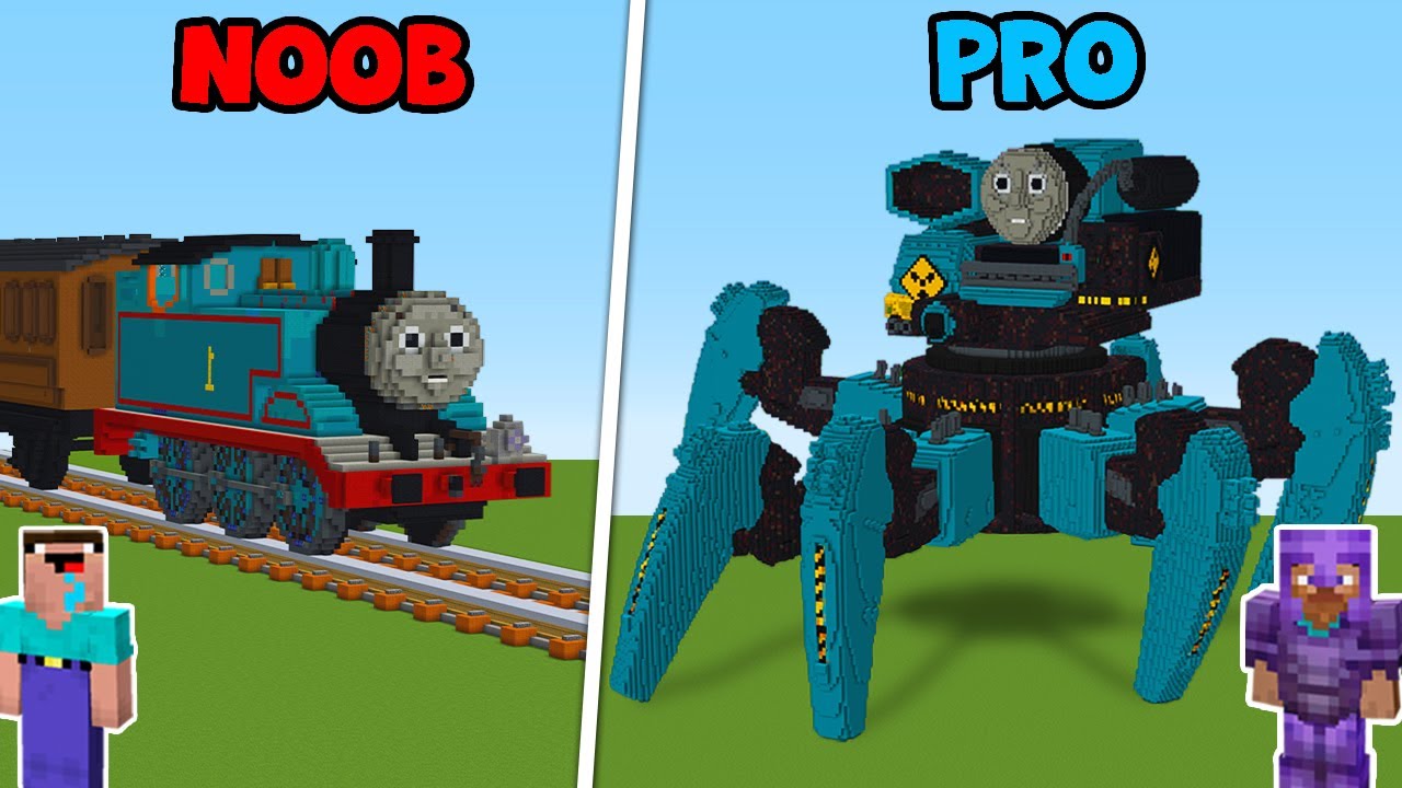 Minecraft THOMAS THE TRAIN HOUSE BUILD CHALLENGE : NOOB vs PRO ...