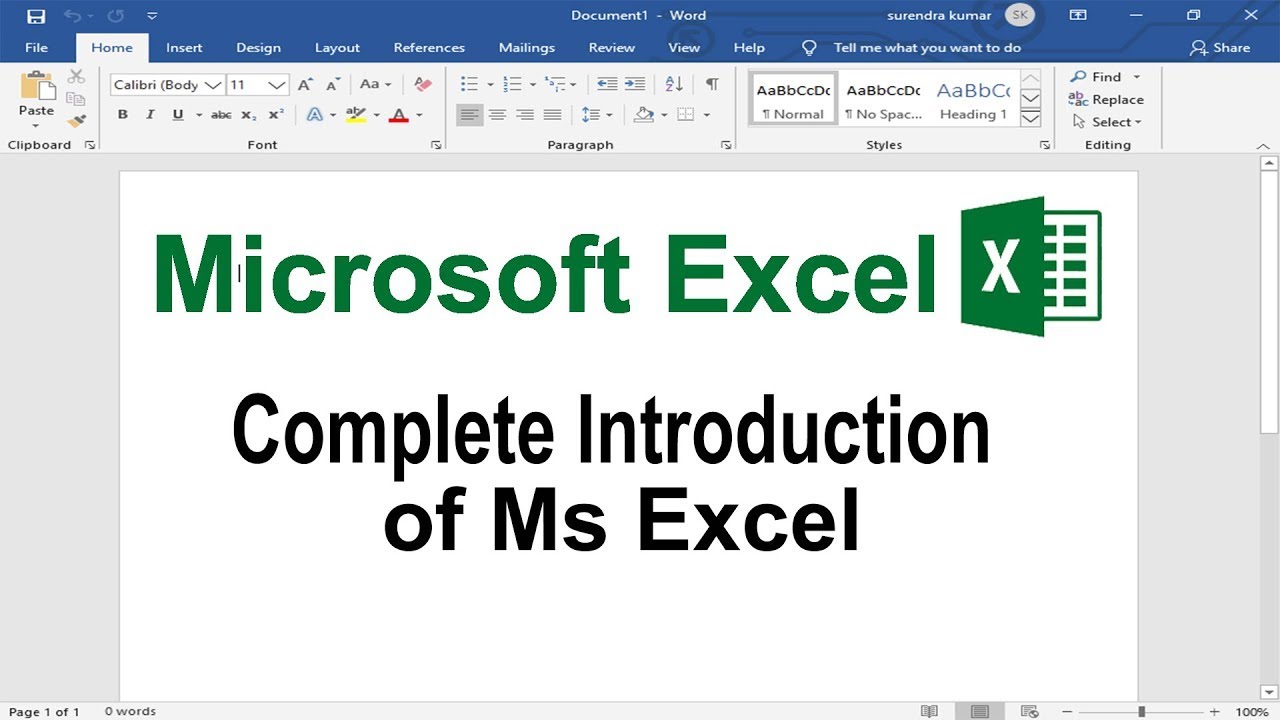 Complete Introduction of Microsoft Excel part 1 - YouTube