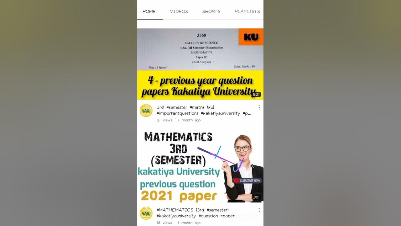 3rd sem maths question paper kakatiya University - YouTube