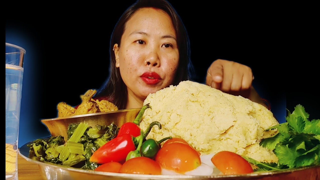 Nepali Mukbang|traditional Nepali food dhido sanga kukhura ko masu,rayo ...