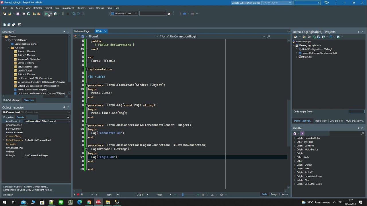 Delphi : How to log login with Microsoft SQL - YouTube