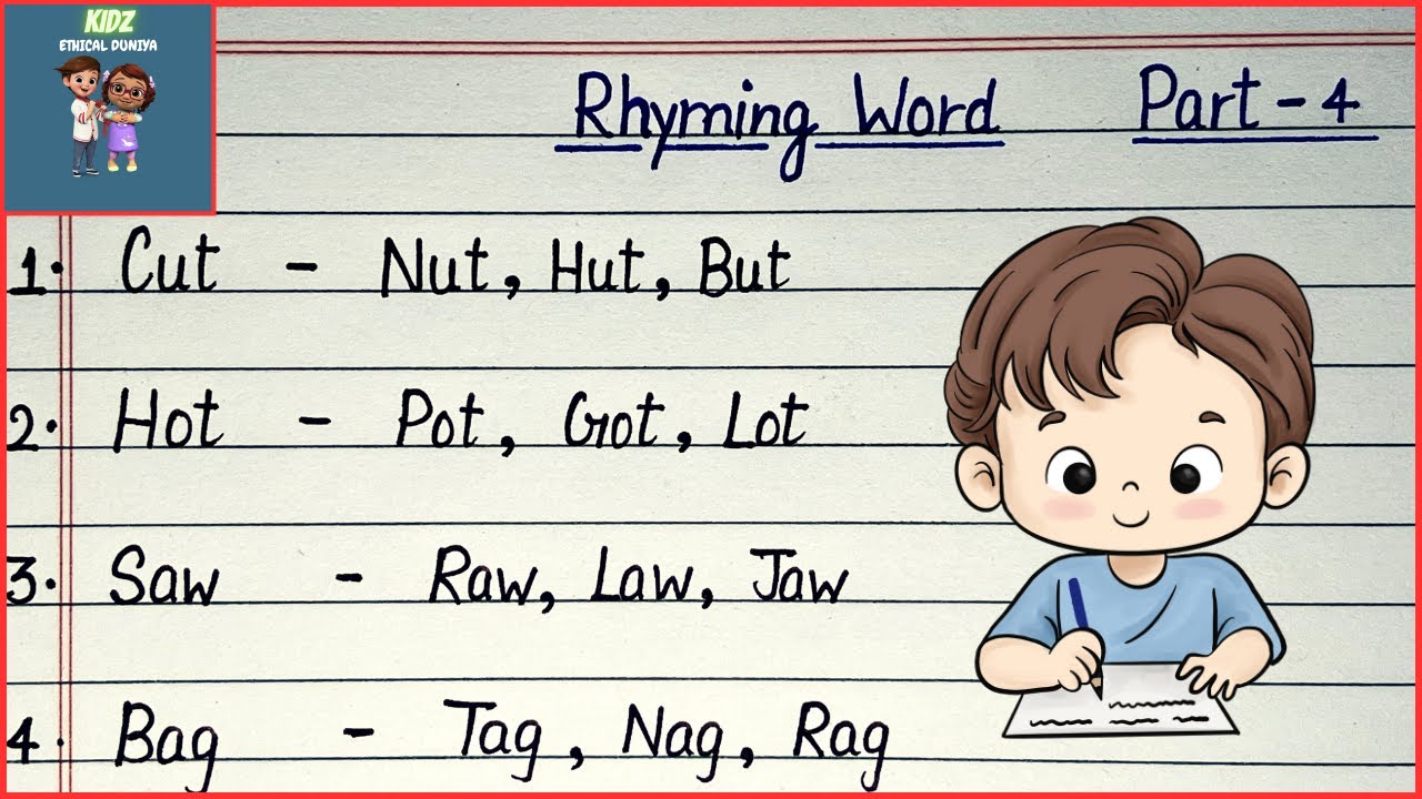 Rhyming Words Learning Part -4| Teaching Rhyming Words| Examples of ...