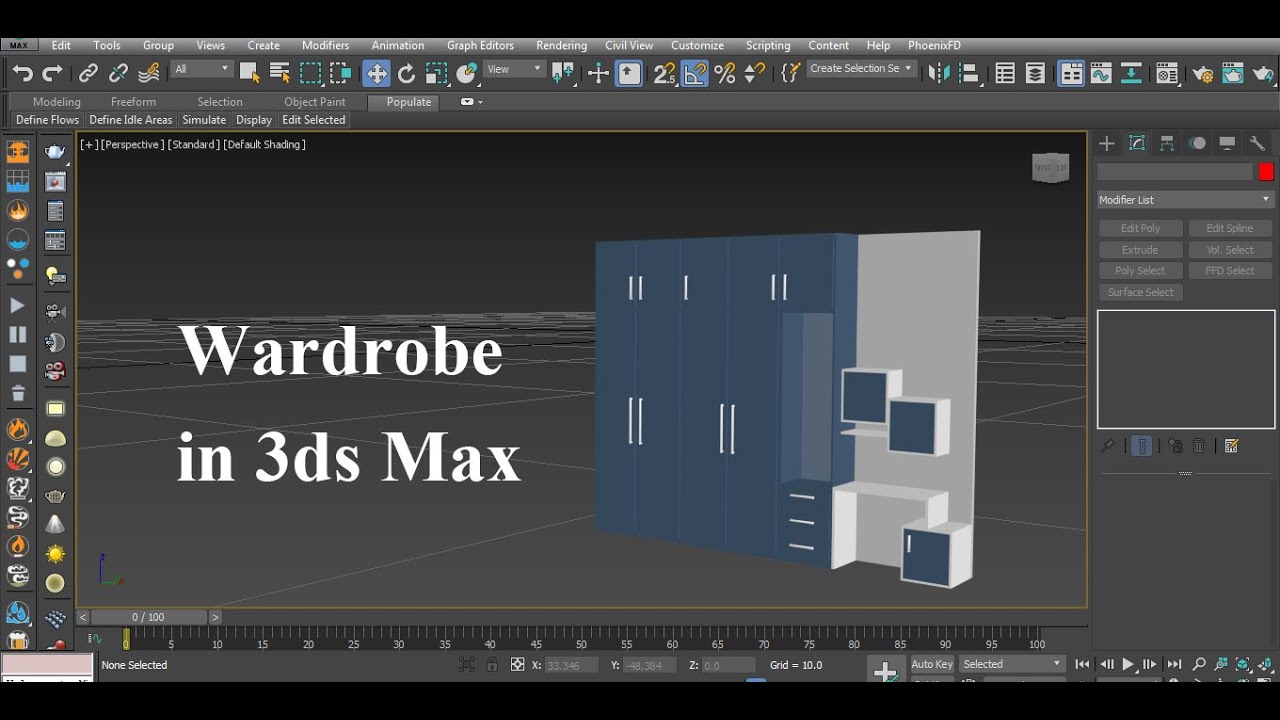 Wardrobe in 3ds Max | wardrobe modeling in 3ds max | cabinet in 3ds max - YouTube
