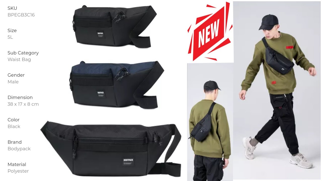 NEW BODYPACK GAUSS WAIST BAG 5L || 920001994 || TAS BODYPACK TERBARU ...