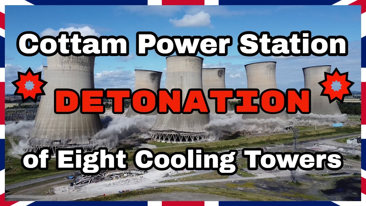 Cottam Power Station - The Detonation of Eight Cooling Towers - YouTube