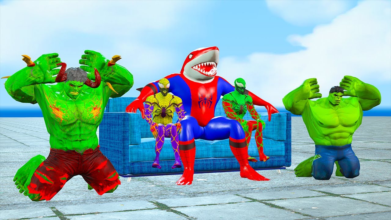 Superheroes Spiderman Good Shark Spider-man vs Bad Shark Spider-man No ...