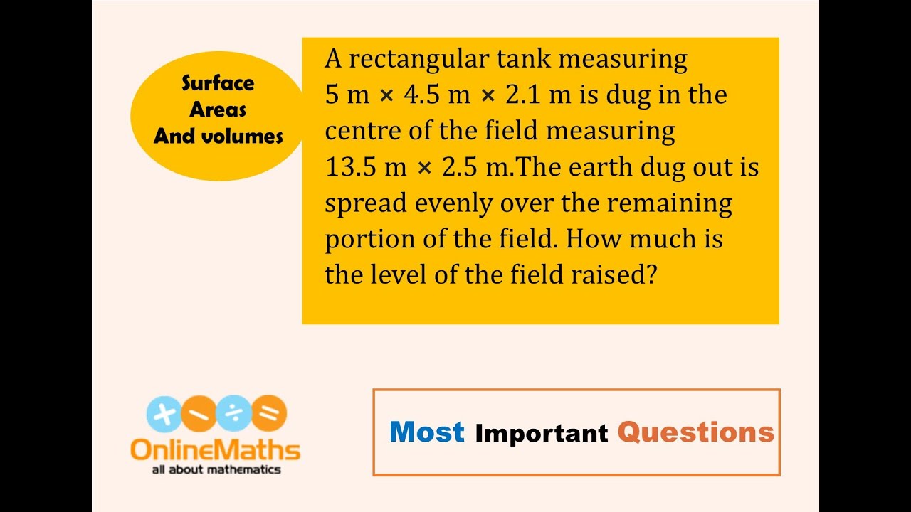 IX Surface area and Volumes A rectangular tank measuring 5m x 4 5m x 2 ...