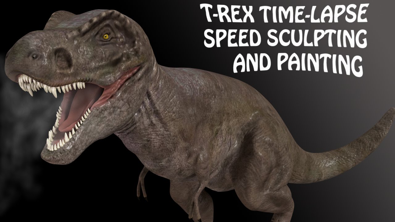 timelapse t-rex speed sculpting and painting zbrush and blender - YouTube
