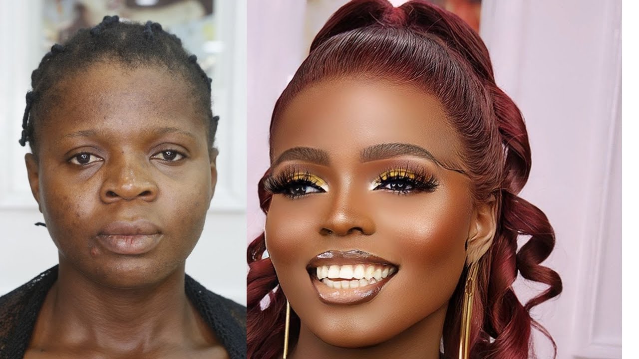 BARBIE DOLL🍫 MELANIN DARK SKIN MAKEUP AND HAIR TRANSFORMATION 🍫 WOC🍫 👉 ...