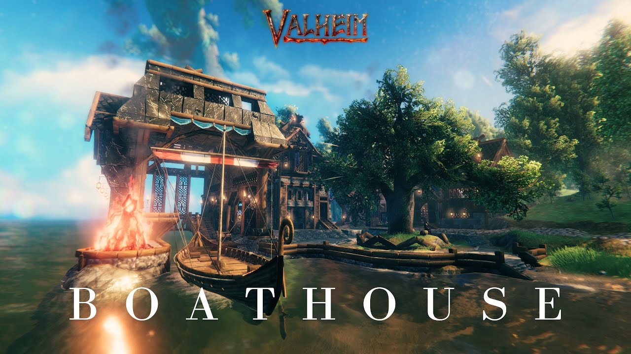 Valheim | Boathouse with Watchtower and Tavern - YouTube