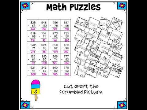 Have a Cool Summer! Math Puzzles Summer Theme 3-Digit Subtraction - YouTube