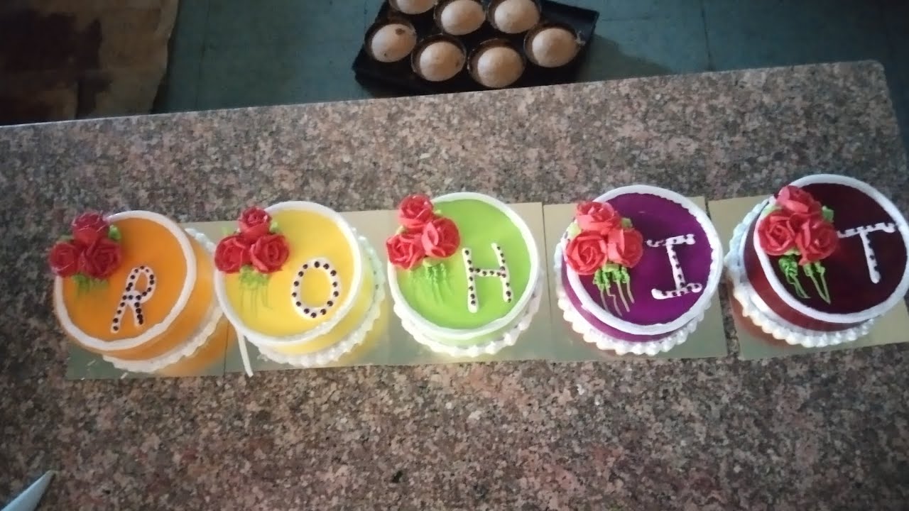 Rohit name cake 😍 easy design ️ - YouTube
