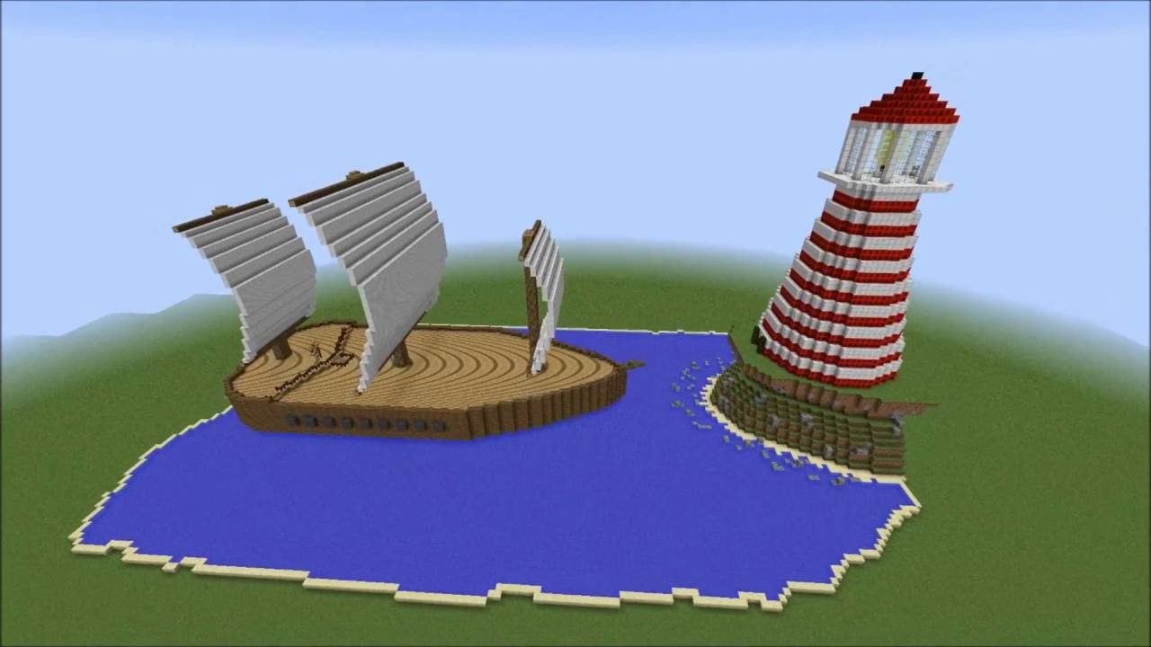 Minecraft: Let's Build: Lighthouse and Boat: Part 14: Final Walkthrough ...