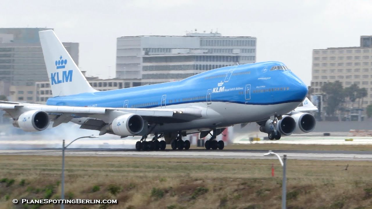 NEW LIVERY! KLM Boeing 747-400 [PH-BFT] Landing at Los Angeles (LAX ...
