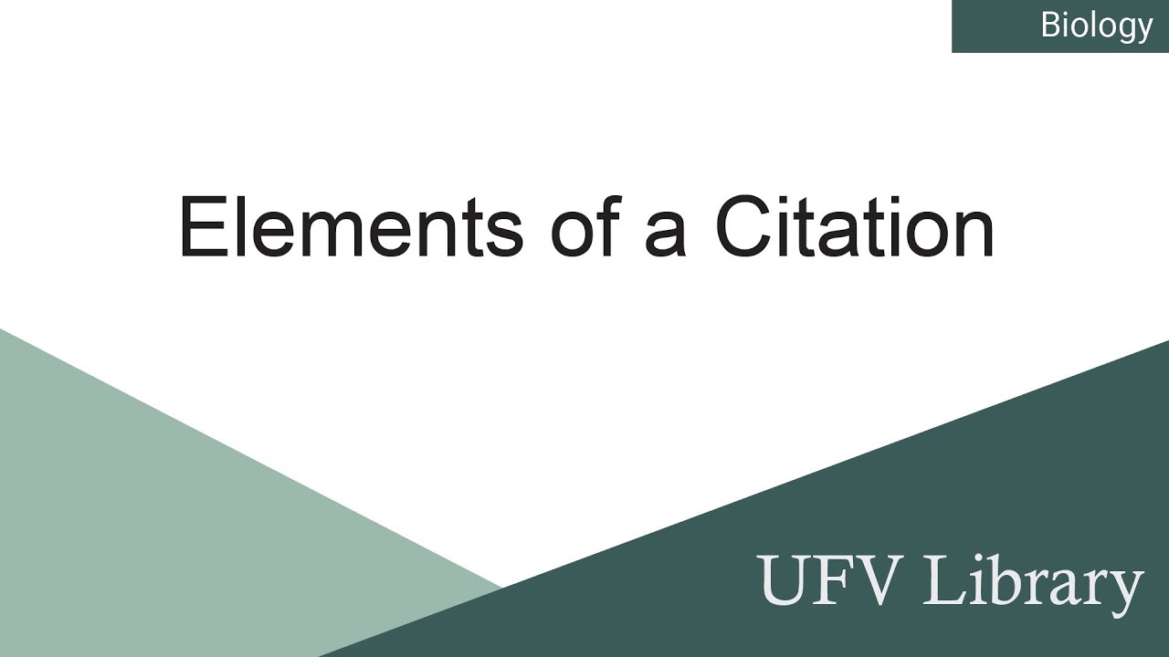 Elements of a Citation (Biology) - YouTube