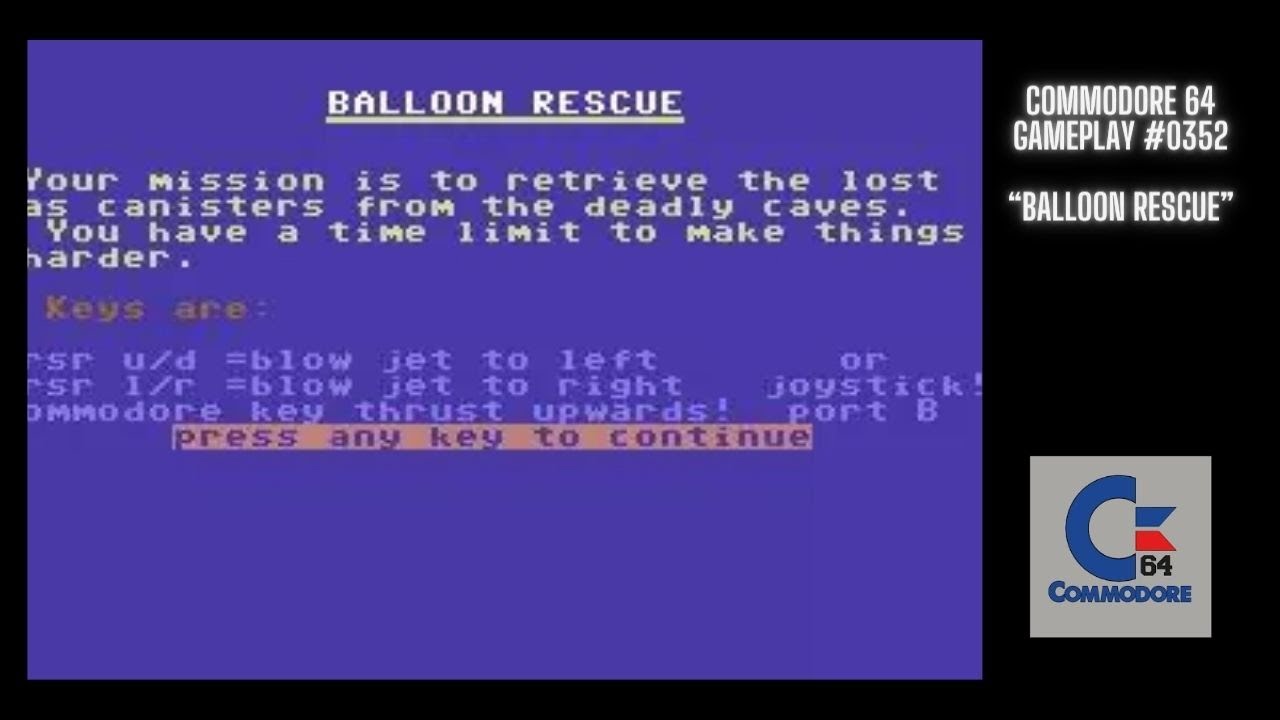 Balloon Rescue (Commodore 64 / Gameplay #352) - YouTube