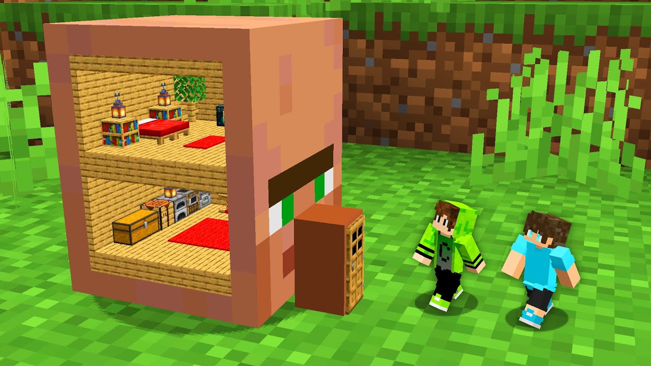 I Built A House Inside Villager's NOSE In Minecraft! - YouTube