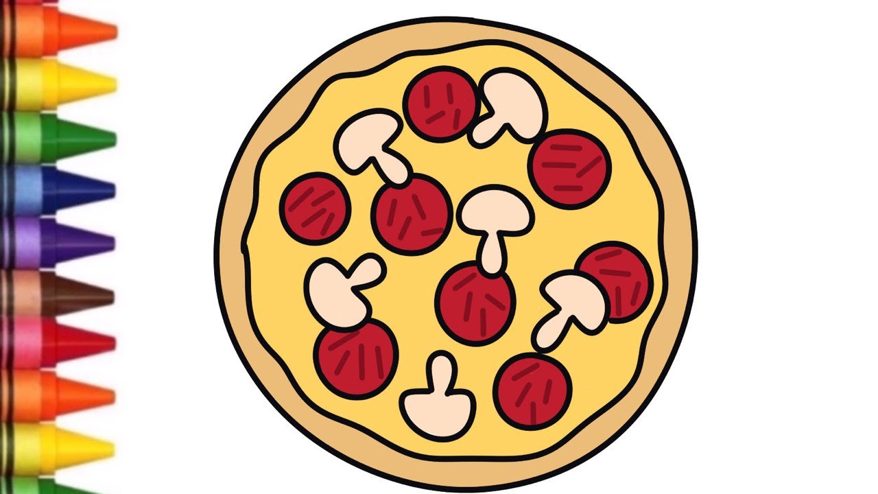 How to Draw a PIZZA with Mushrooms easy for Kids | Cute Little Drawings ...