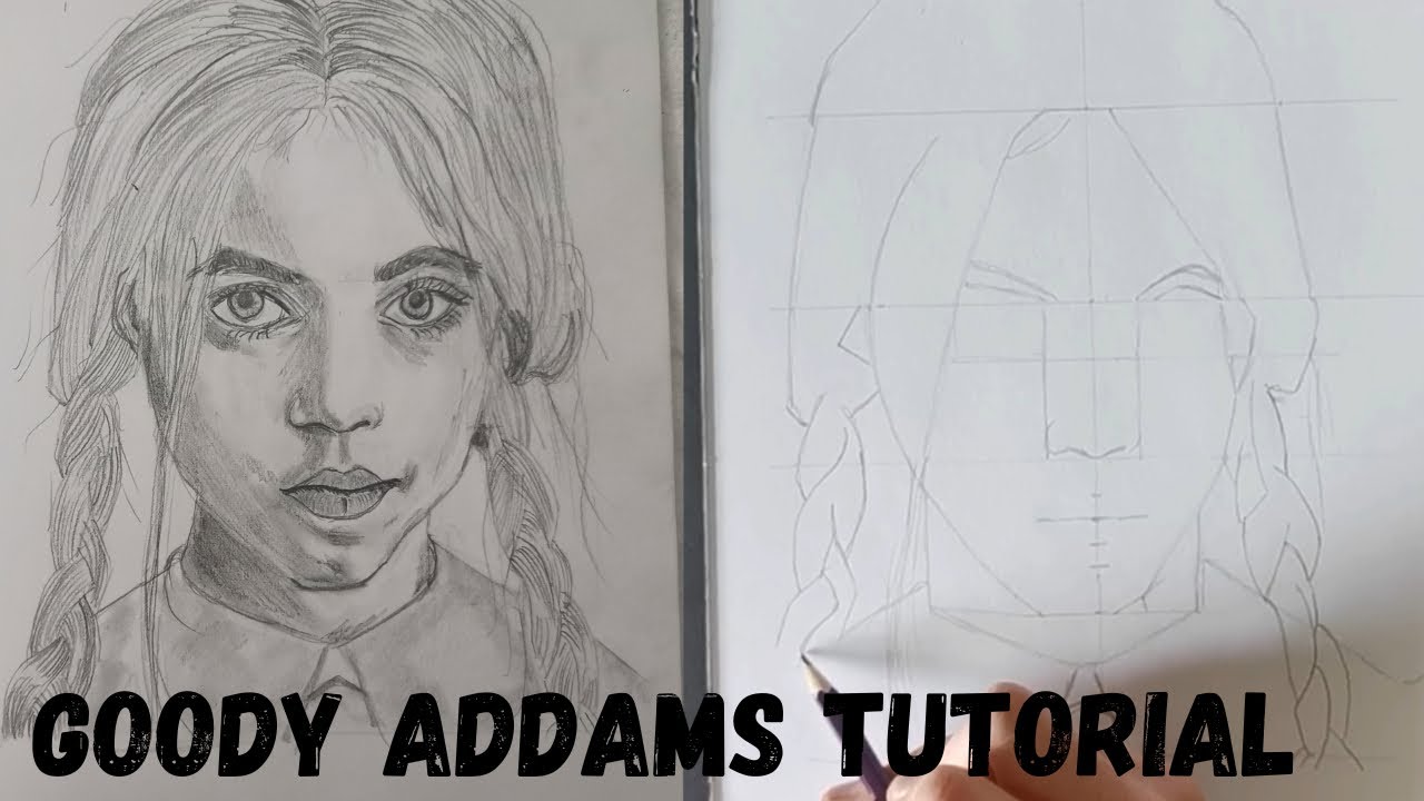 How to Draw Goody Addams Jenna Ortega, Wednesday Netflix EASY Tutorial ...