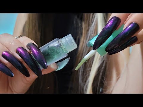 ASMR Doing your Makeup with SUPER Long NAILS 💅⚡(Layered Sounds) - YouTube