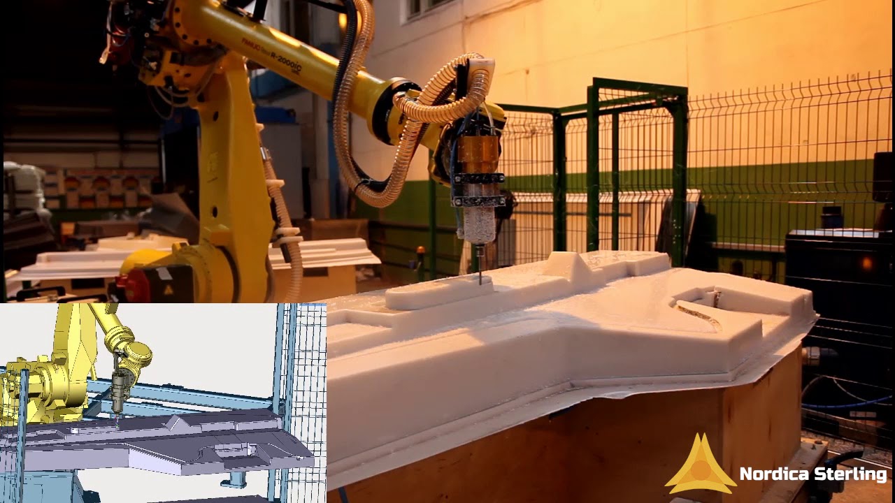 SprutCAM - Robotic milling work cell for cutting plastic panels - YouTube