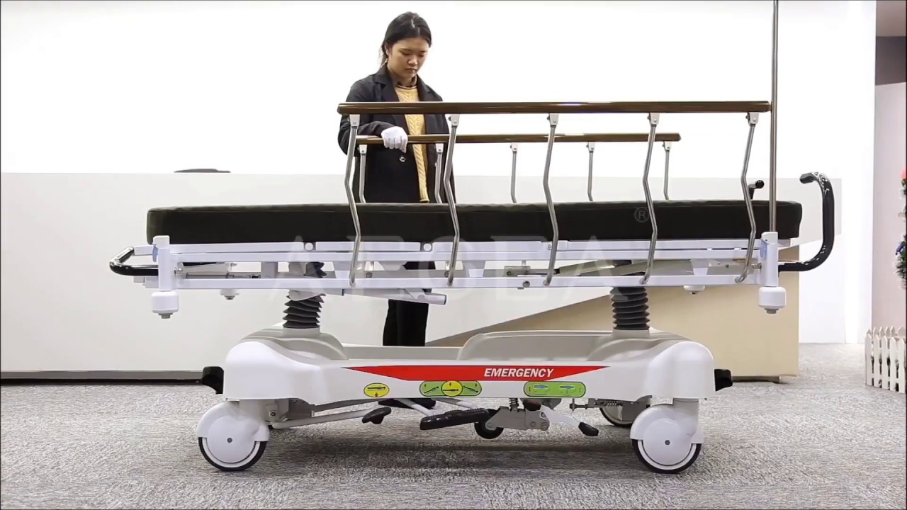 luxurious hydraulic stretcher operating tutorial - YouTube